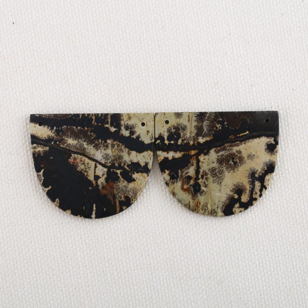 Natural Chohua Jasper Semicircle Double Holes Gemstone Earring Beads ...