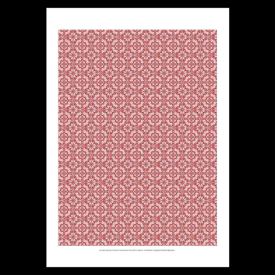 Red Tiles Wallpaper Digital Instant Download Printable Azulejos ...