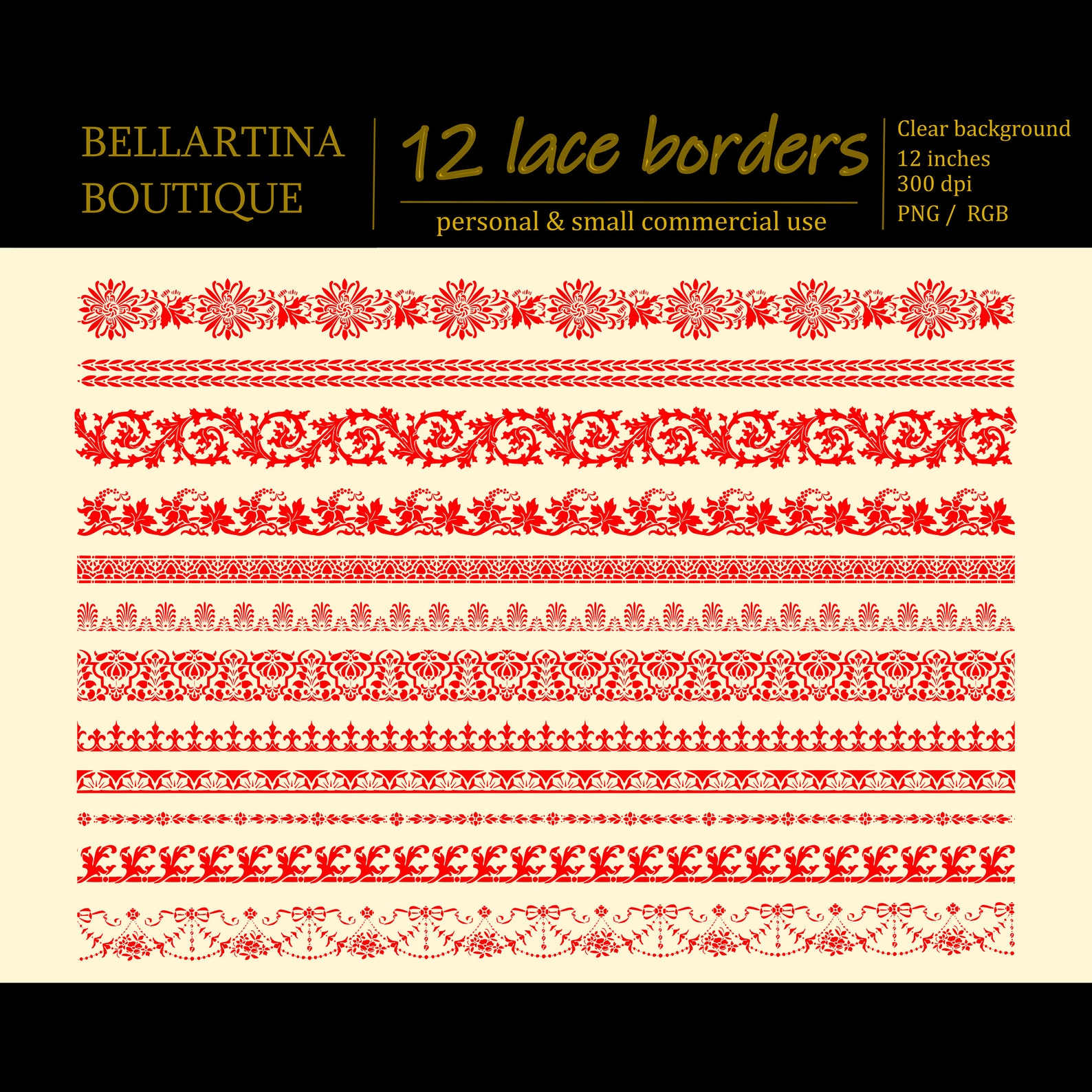 Assorted 12 Red Lace Borders Clear Background Scalable Mothers Day ...