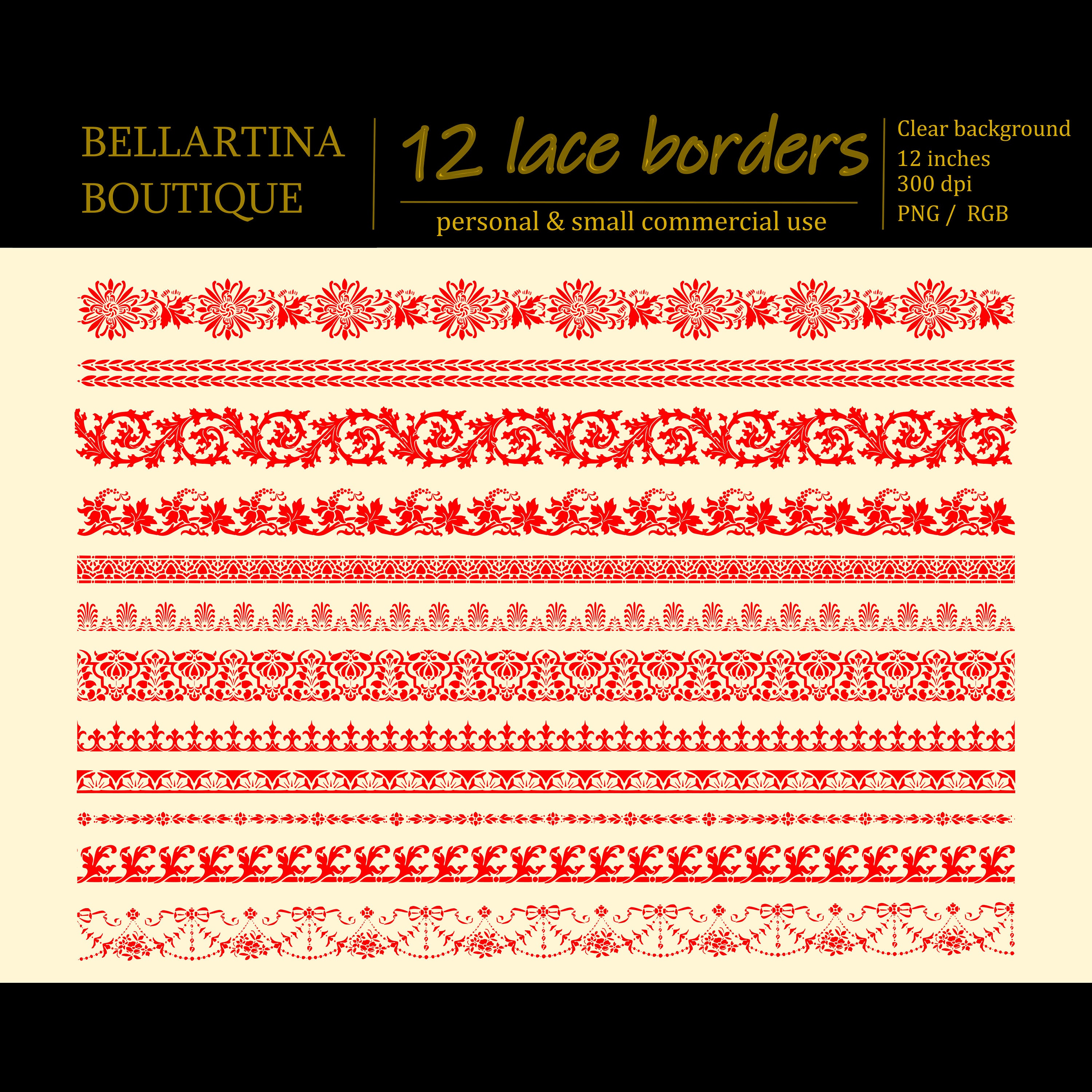 Assorted 12 Red Lace Borders Clear Background Scalable Mothers Day ...