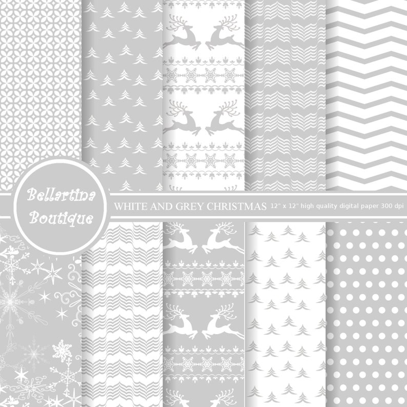 White Grey Christmas Gift Paper Wrap High Resolution Digital - Etsy