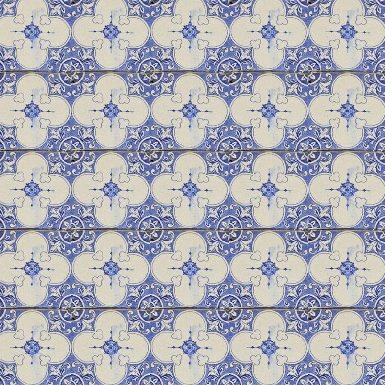 Blue Wallpaper Tiles Digital Instant Download Printable Azulejos ...