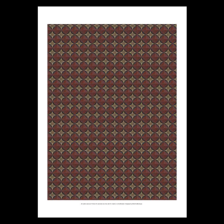 Vintage Victorian 1:12 Scale Encaustic Tile Floor Miniature Red Gold ...