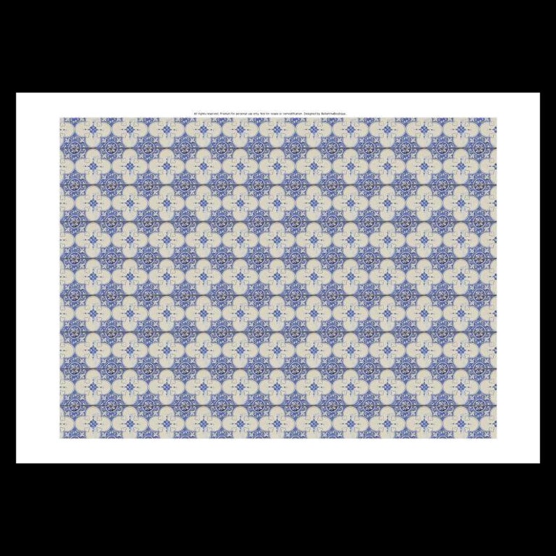 Blue Wallpaper Tiles Digital Instant Download Printable Azulejos ...