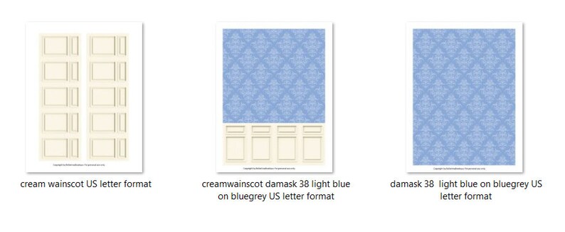 Dollhouse Wallpaper Digital Download Printable Miniature Floral Damask ...