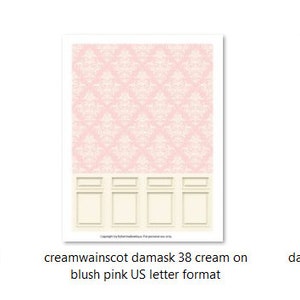 Dollhouse Wallpaper Digital Download Printable Miniature Floral Damask ...