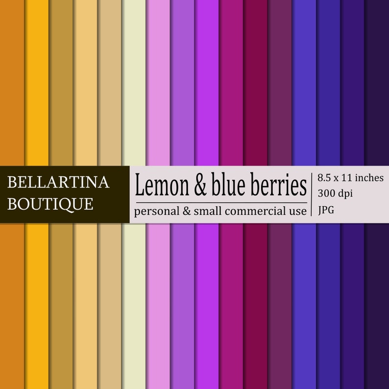 Digital Paper 8.5x11 Yellow Blue Purple Quilling Solid Shades Printable ...