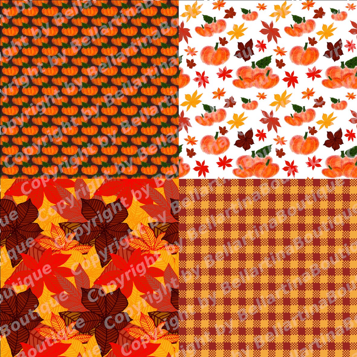 Autumn Leaves and Pumpkin Digital Paper - Etsy UK