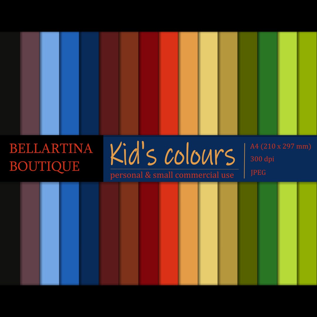 Vibrant Digital Rainbow Paper Pack Kids Crafts Scrapbooking Green Blue ...