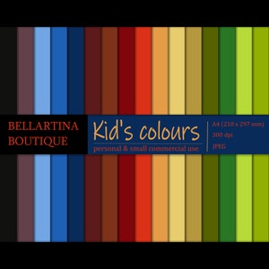 Vibrant Digital Rainbow Paper Pack Kids Crafts Scrapbooking Green Blue ...