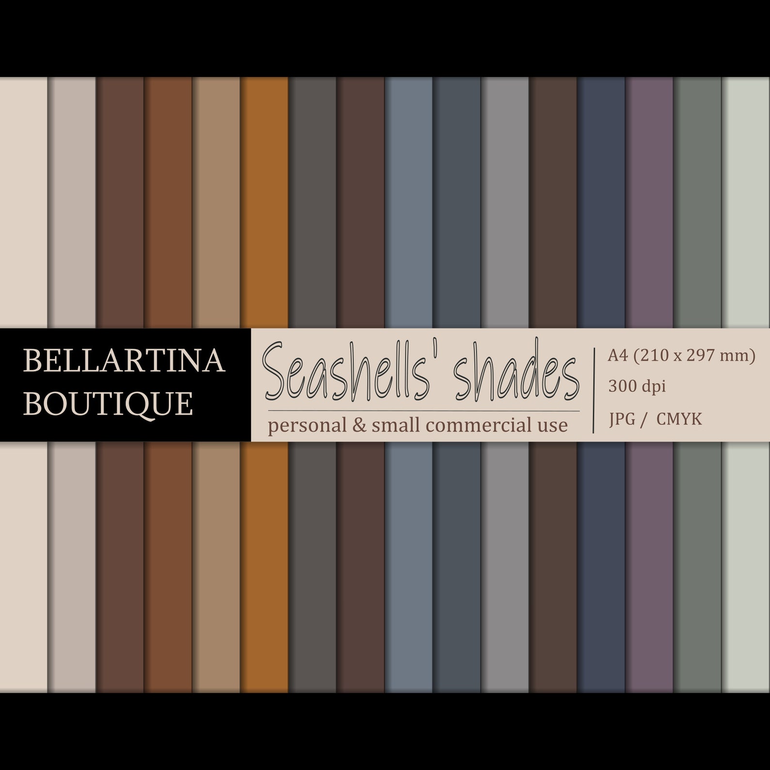 Seashell Colors Palette Quilling Solid Shades A4 Printable Craft Paper ...