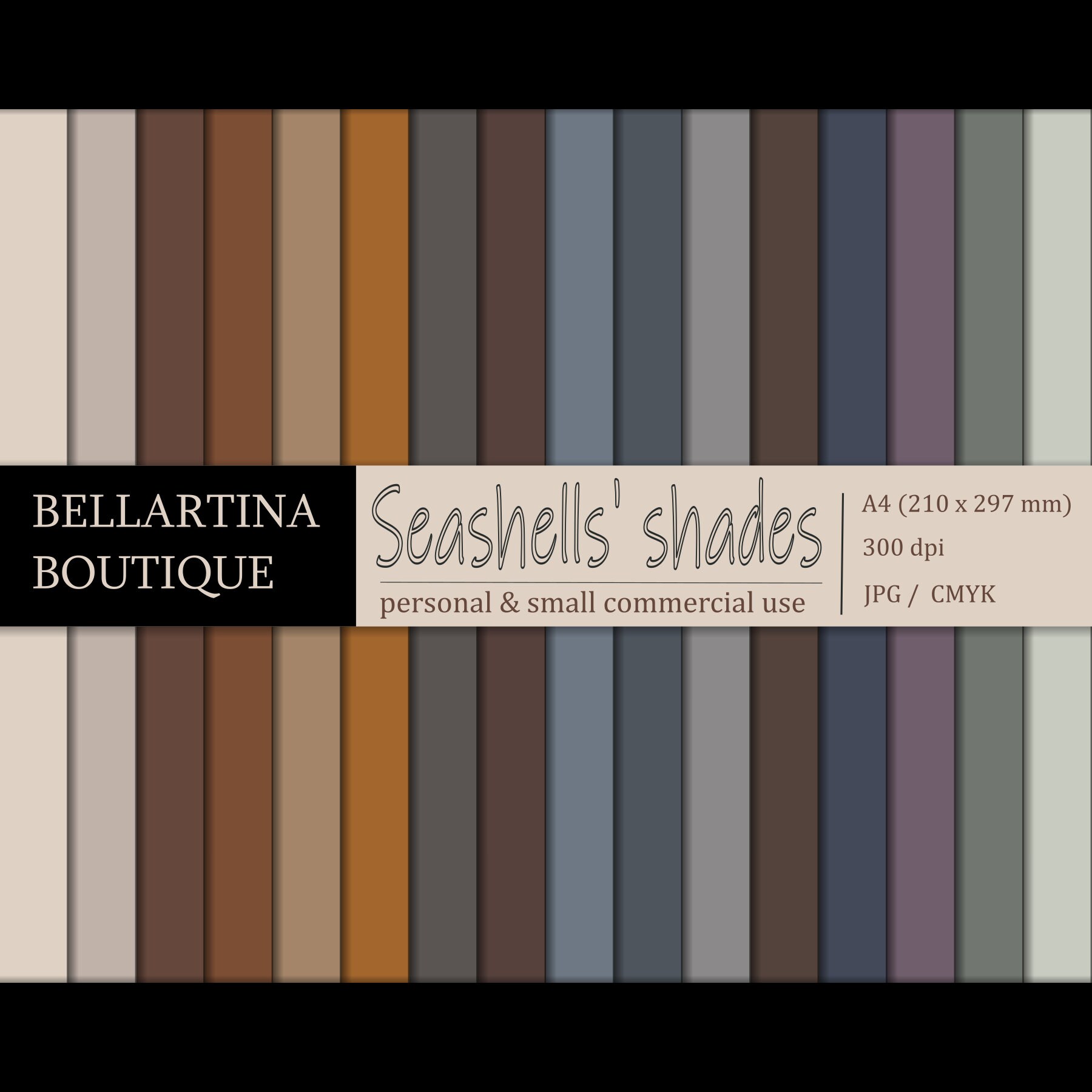 Seashell Colors Palette Quilling Solid Shades A4 Printable Craft Paper ...