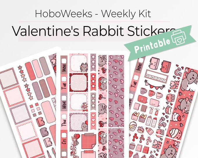 Printable Valentines Day Stickers, Weekly Kit Stickers, Hoboweeks ...