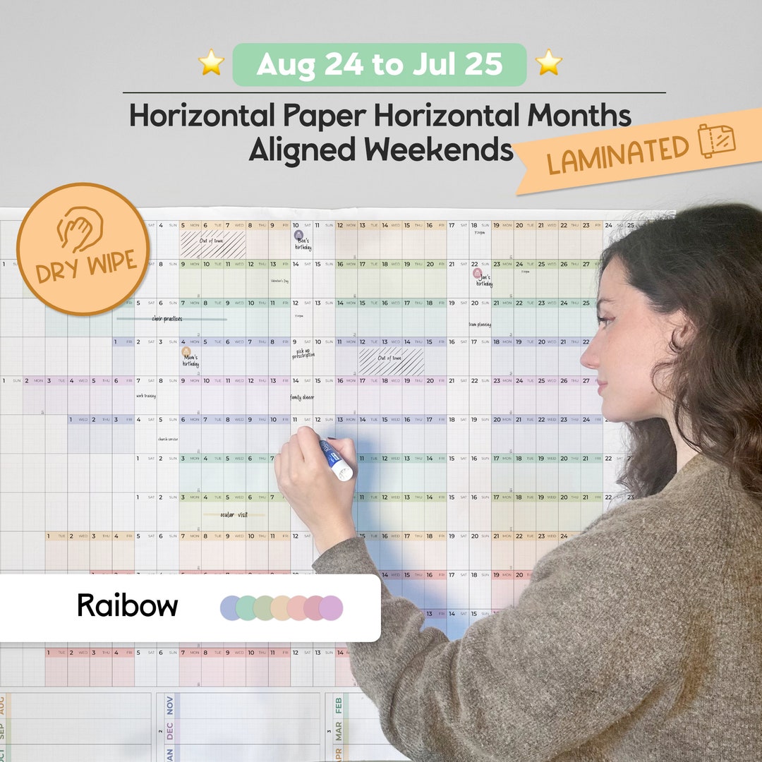 Academic Wall Calendar, Wall Calendar Academic 2024, Dry-erase Wall ...