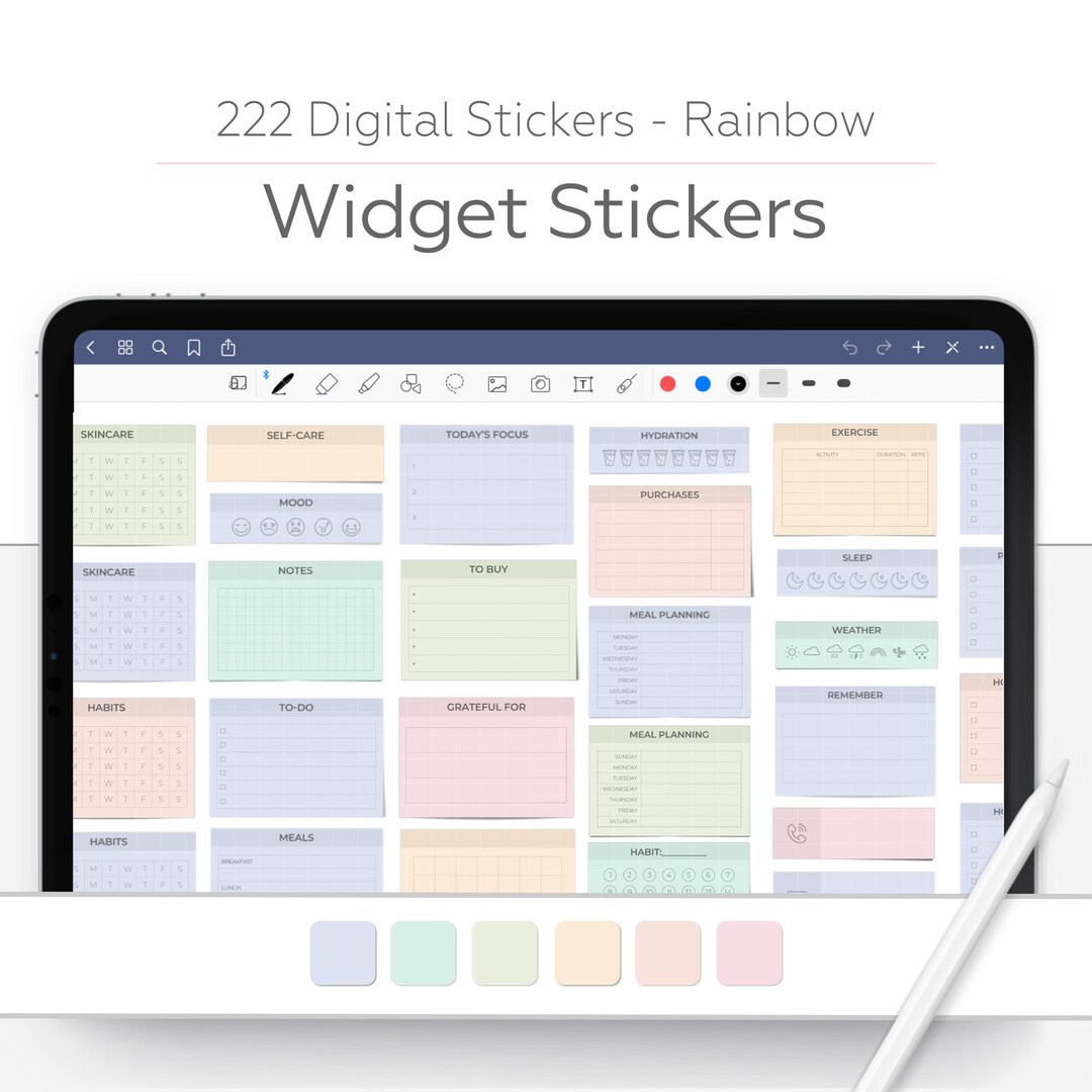 Widget Stickers, Functional Stickers, Goodnotes Stickers, Pastel Widget ...