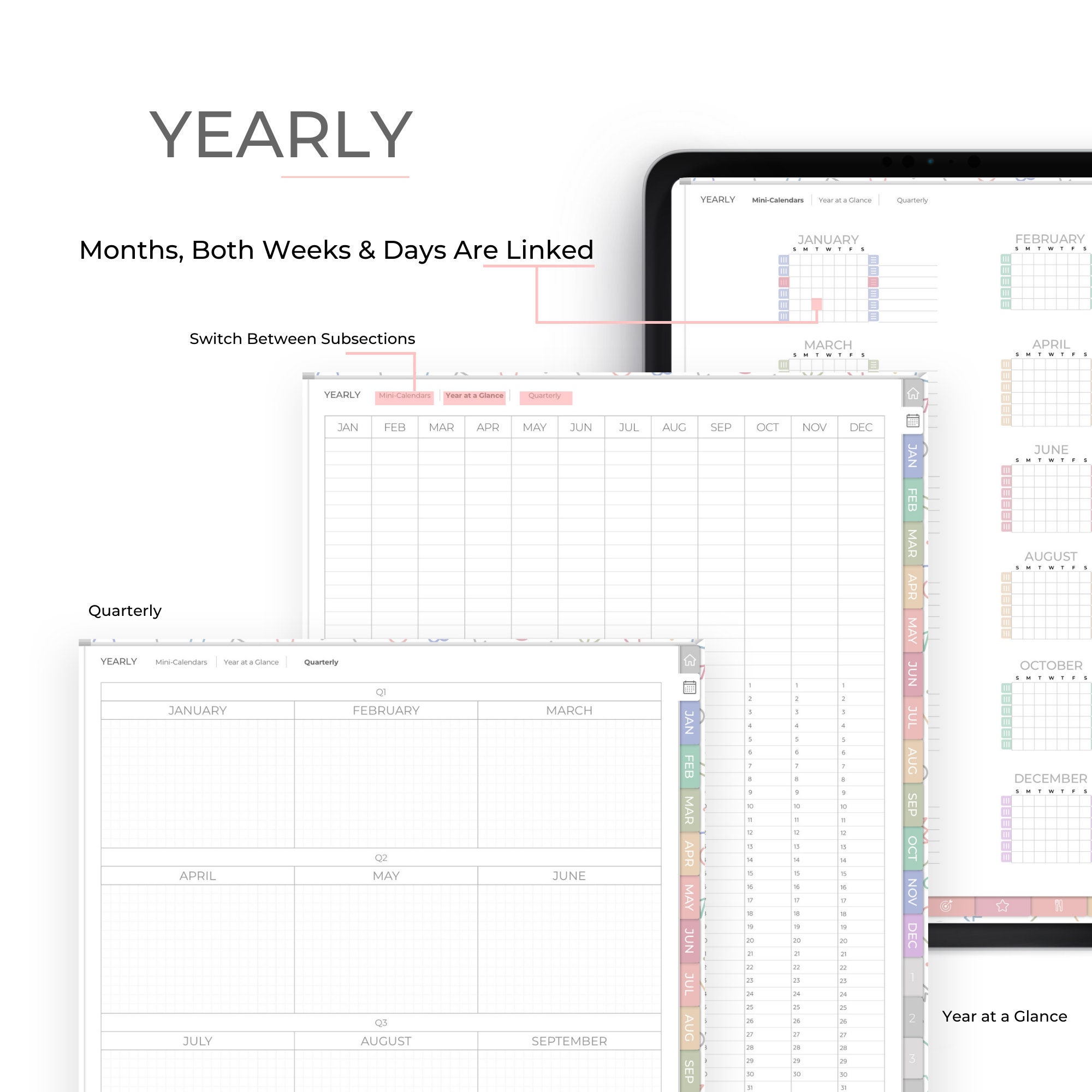 Digital Planner Undated, Digital Planner Undated Bundle, Hybrid Weeks ...