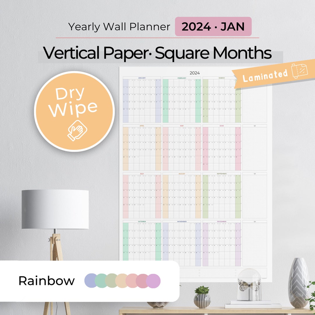 Dry-wipe Calendar 2024, Office Calendar 2024, Wall Calendar Dry-erase ...