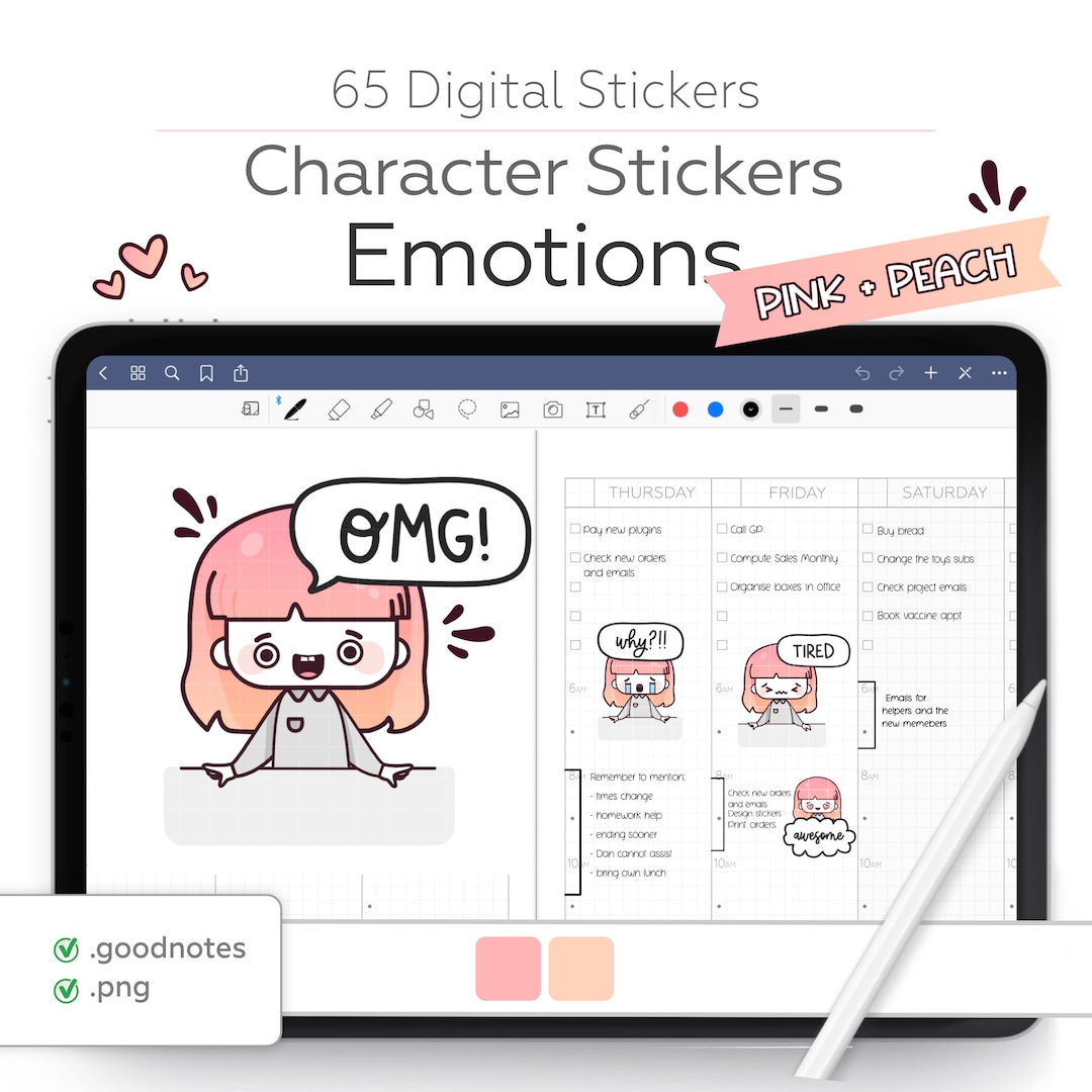 Emotions Digital Stickers, Character Digital Stickers, Emotions ...