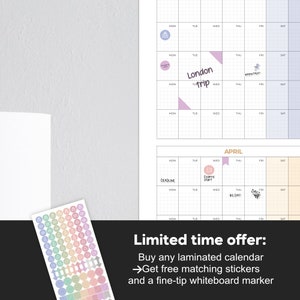 Undated Dry-wipe Calendar, Perpetual Wall Calenda, Wall Calendar Dry ...