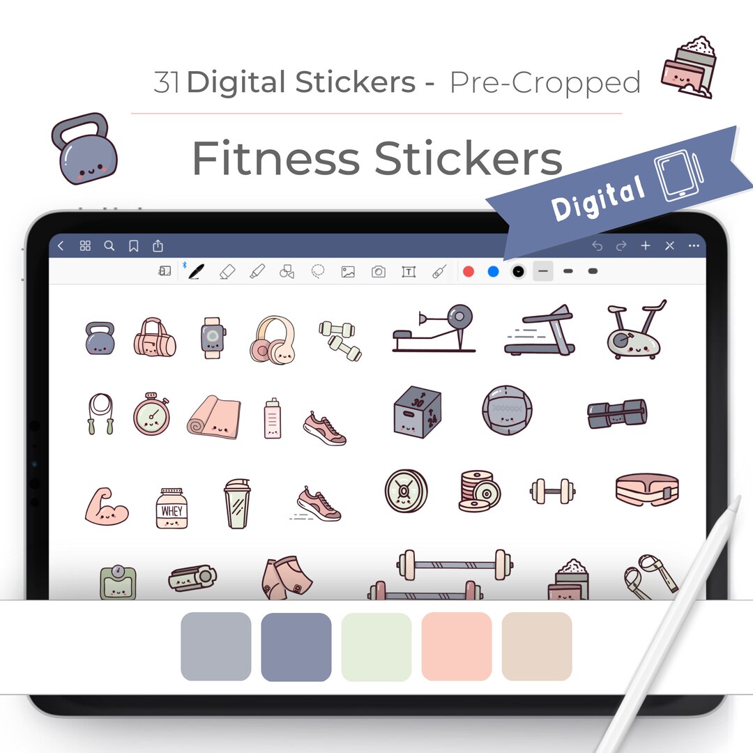 Fitness Digital Stickers, Gym Digital Stickers, Exercise Digital ...