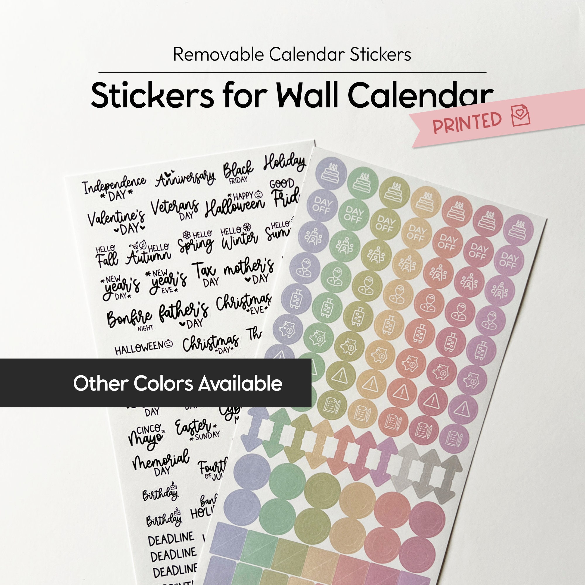Stickers for Wall Planner, Calendar Days Stickers, UK Holiday Planner ...