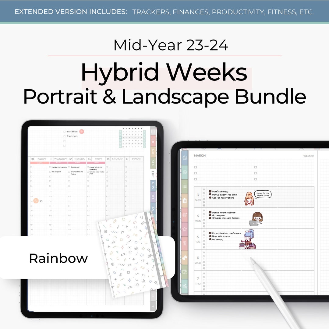 Portrait Digital Planner, Mid-year Planner, Digital Planner Ipad ...