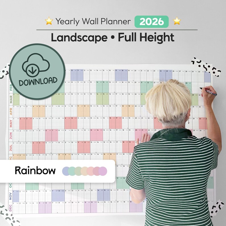 Printable Wall Calendar 2026, Full Height Wall Calendar PDF, 2026 Wall ...