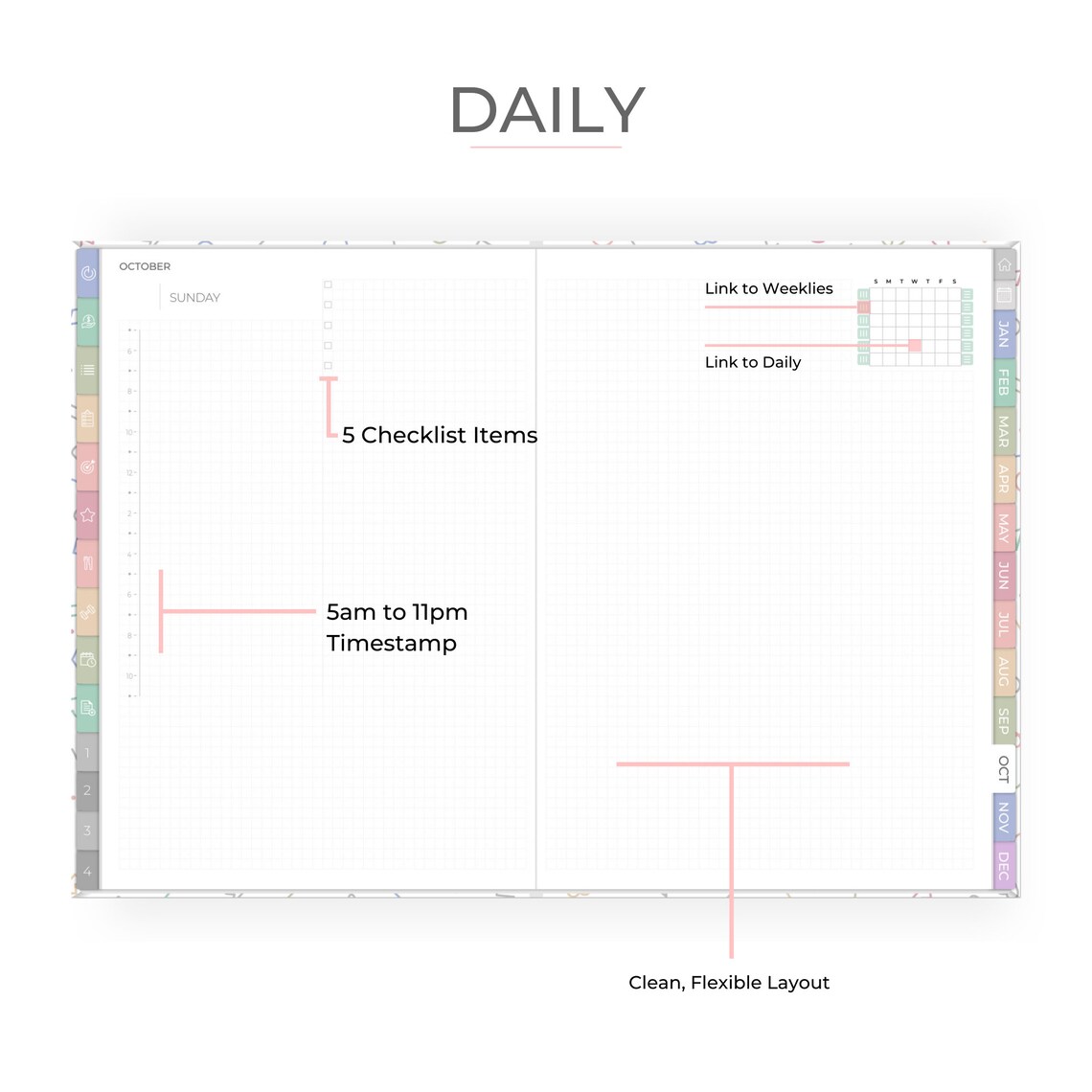 Digital Planner Undated, Digital Planner Undated Bundle, Hybrid Weeks ...