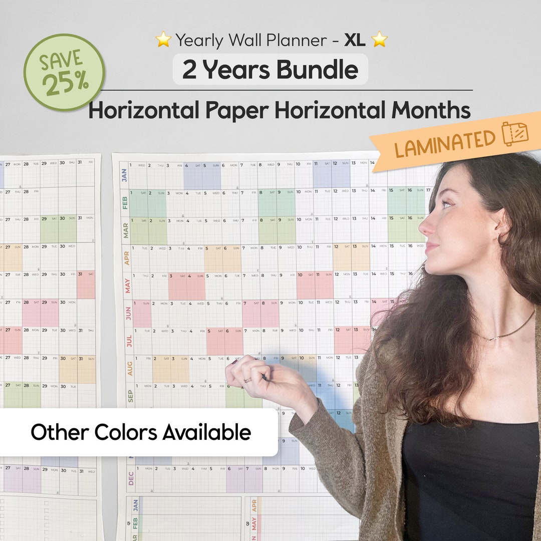 2 Years Wall Calendar Bundle, Giant Wall Calendar, Calendar Dry Erase ...