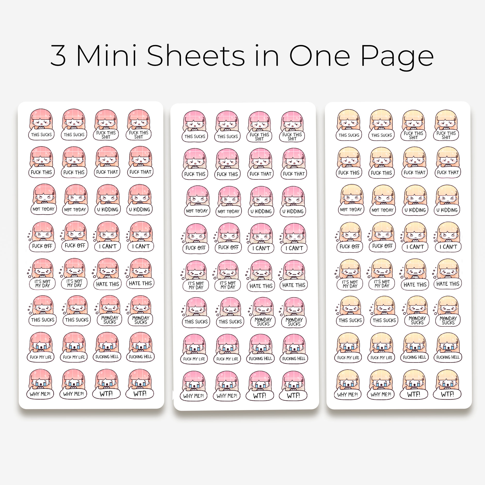 Funny Planner Stickers, Bad Words Stickers, Bad Day Stickers, Planner ...