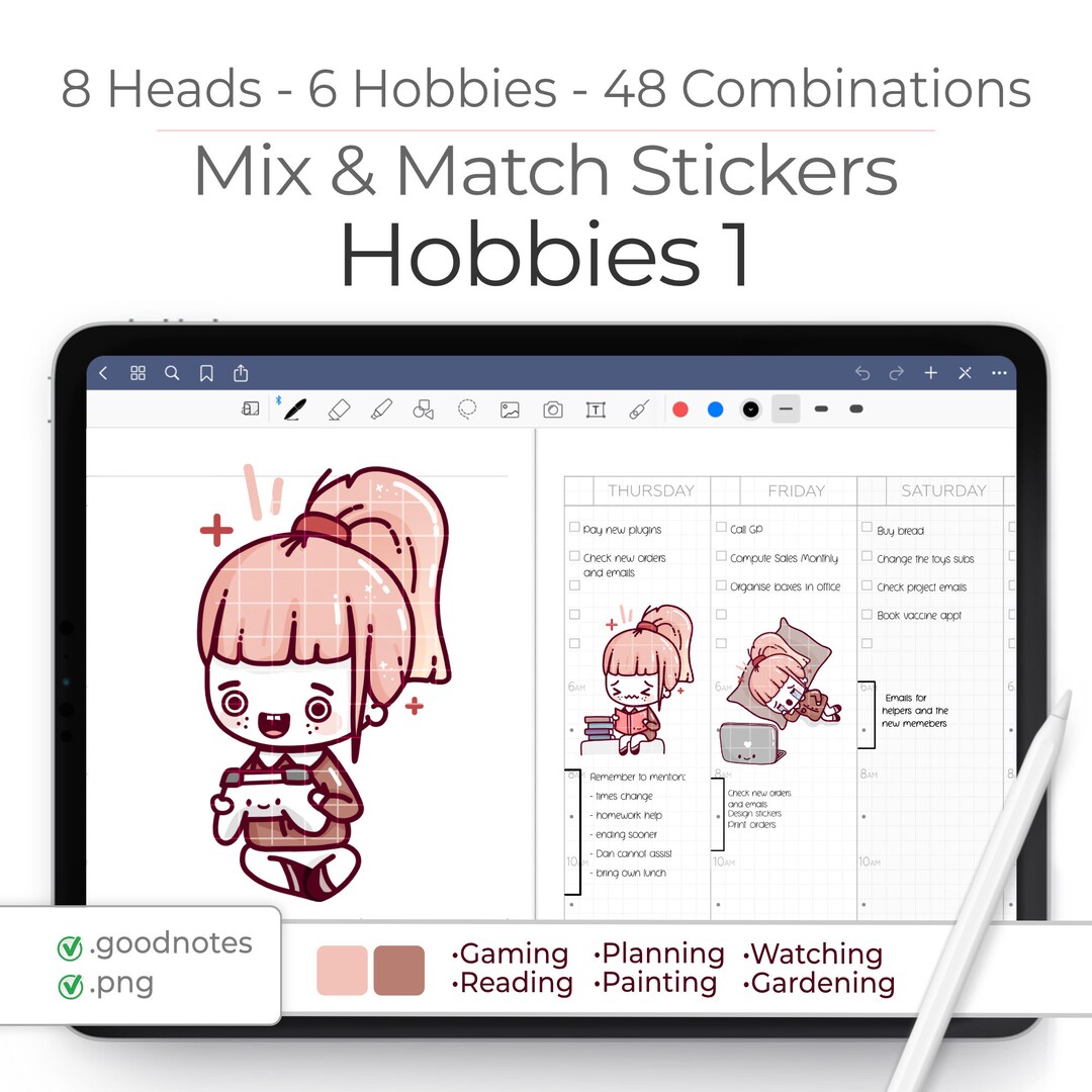 Character Digital Stickers, Mix & Match Digital Stickers, Kawaii ...