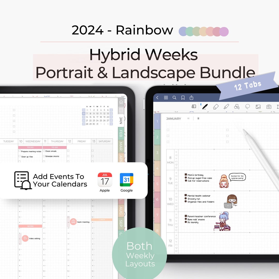 2024 Digital Planner Bundle, 2024 Digital Planner With Google Calendar ...