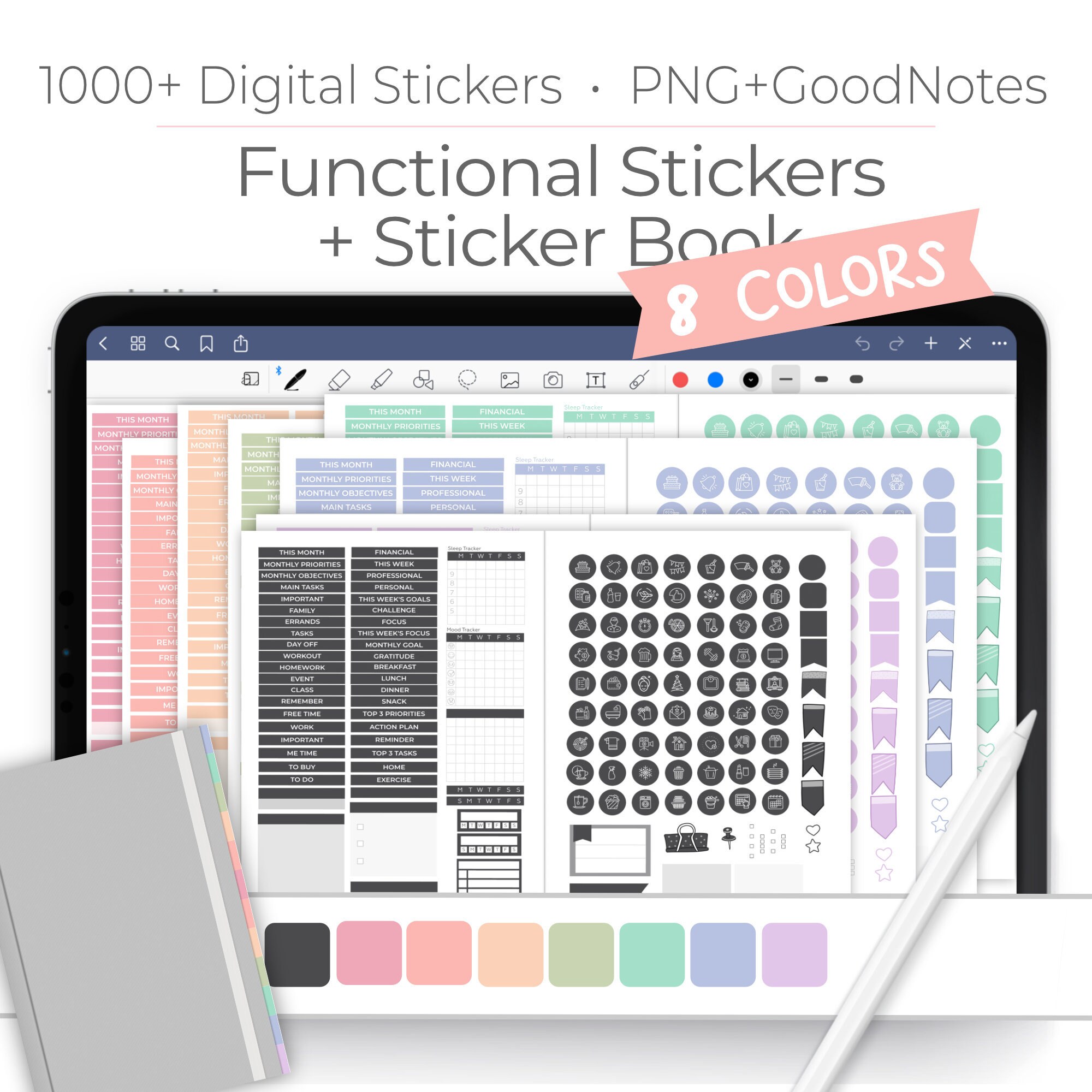 Digital Sticker Book Functional Digital Stickers Digital | Etsy