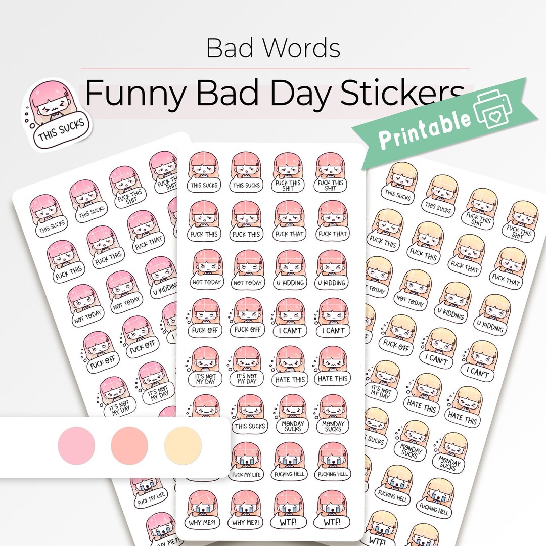 Funny Planner Stickers, Bad Words Stickers, Bad Day Stickers, Planner ...