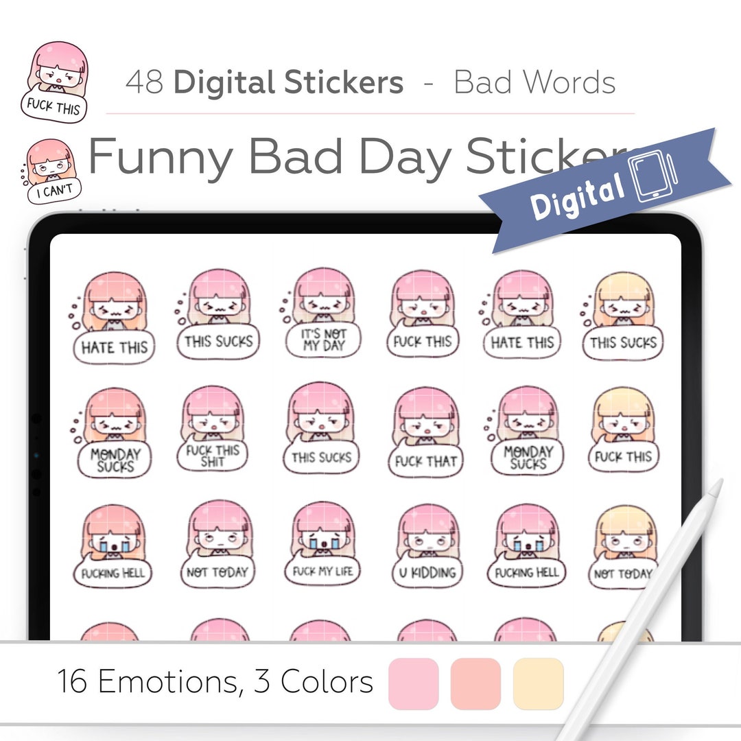 Funny Digital Stickers, Character Digital Stickers, Bad Words Digital ...