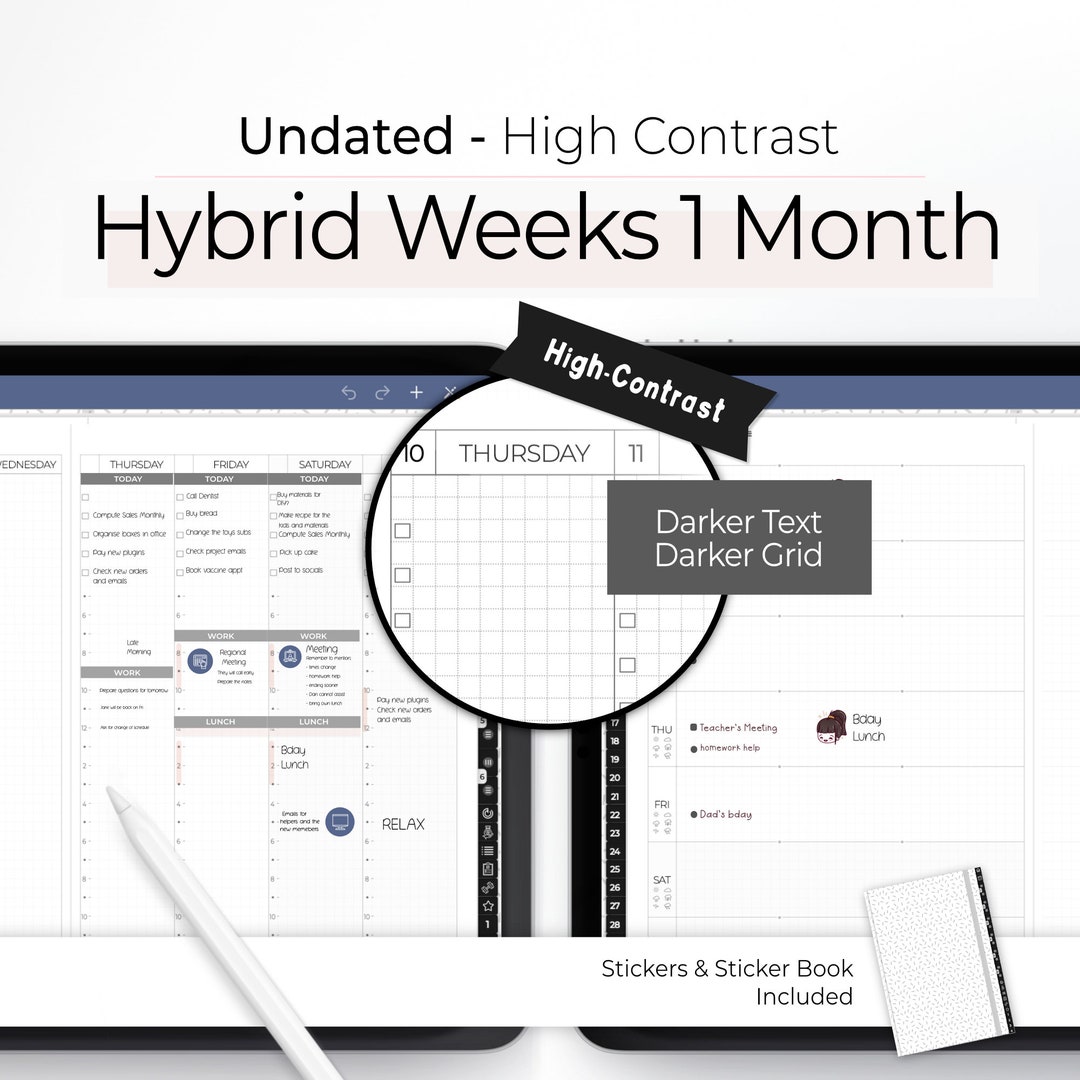 Monthly Digital Planner, 1 Month Planner, Undated Digital Planner ...