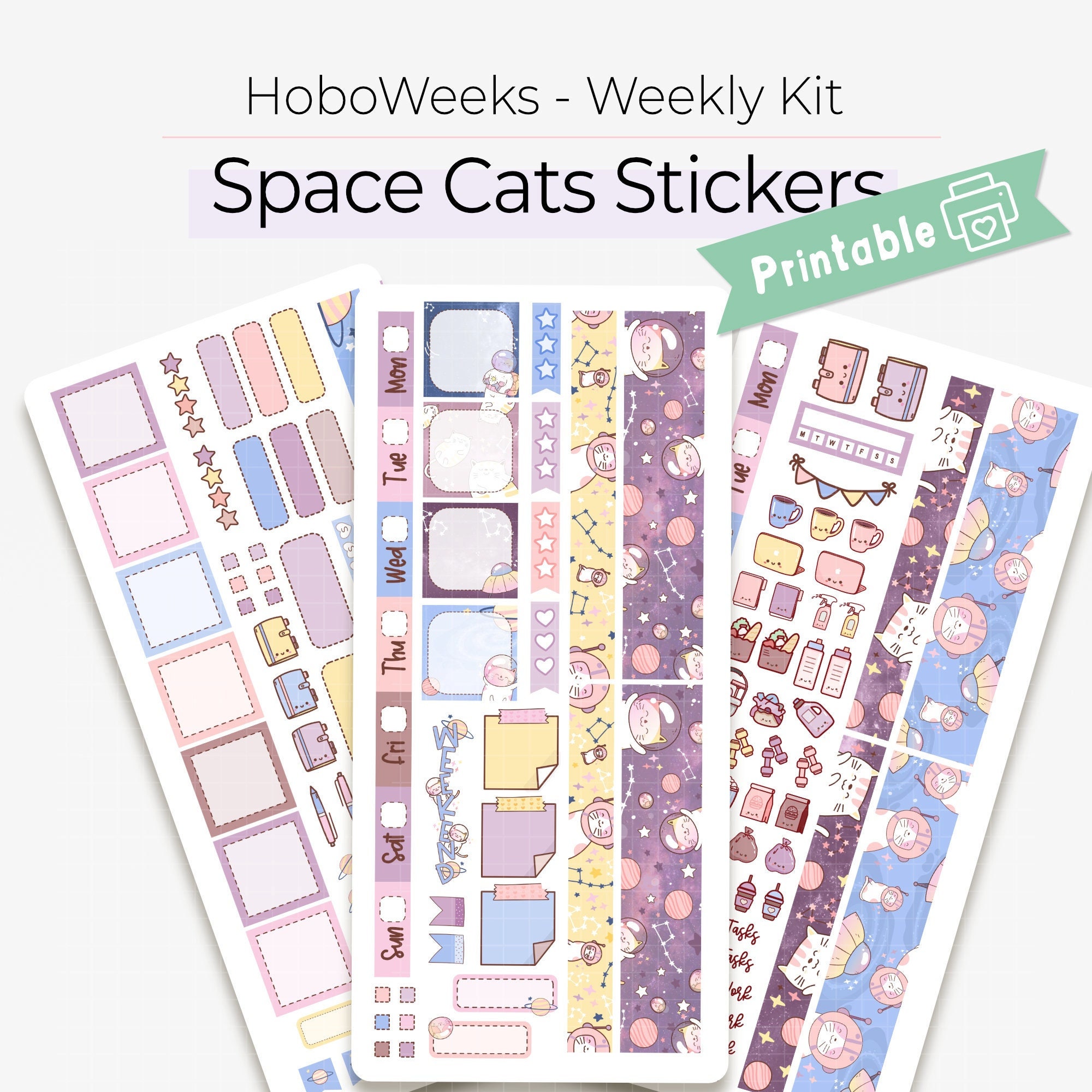 Hoboweeks Printable Stickers, Printable Weekly Kit, Printable Planner ...