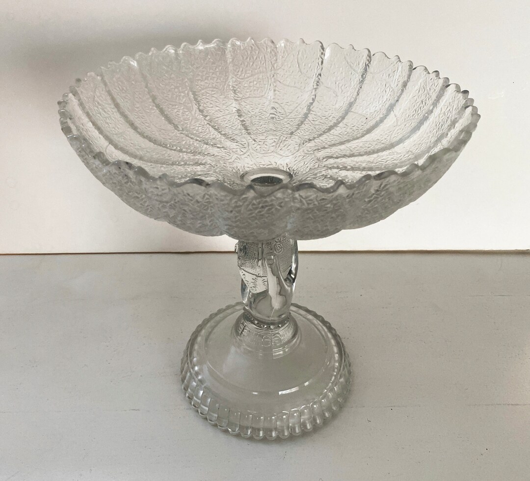 Antique Pressed Glass Compote - Etsy