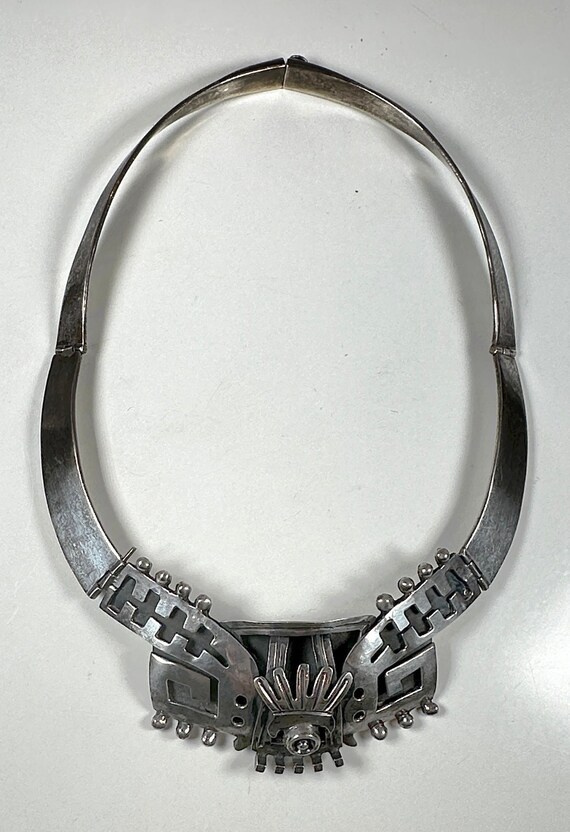 Vintage Aztec (Mexican) VOO 925 silver necklace - Gem