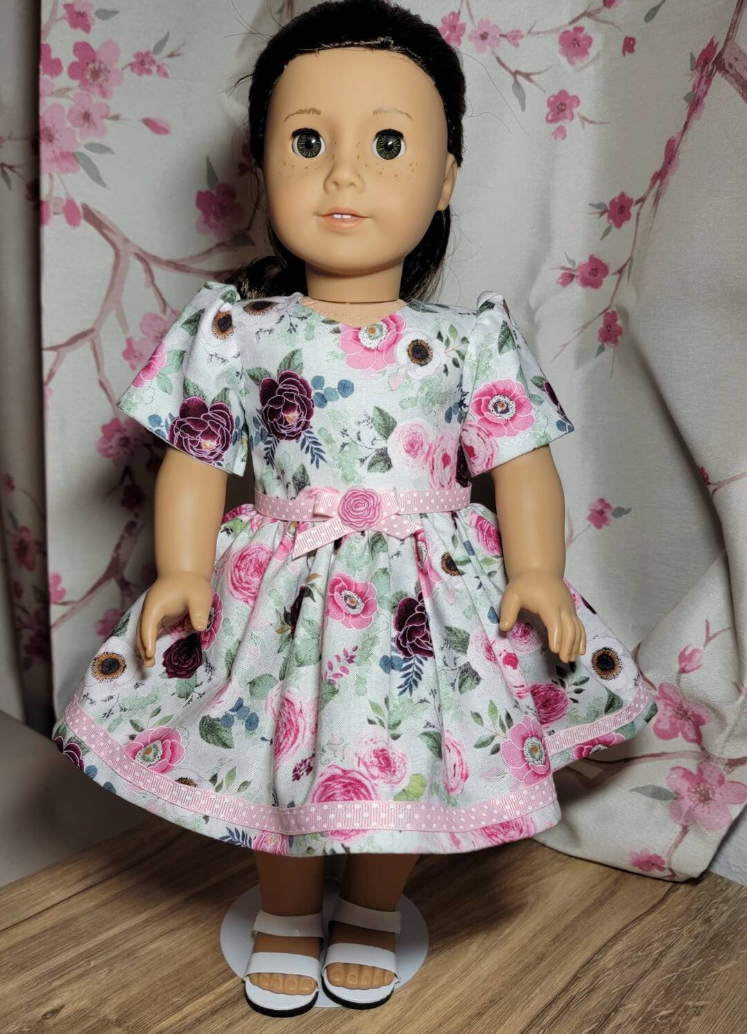 Pink Burgundy Rose Doll Dress - Etsy