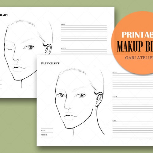 Makeup Face Chart Printable Makeup Practice Sheets Makeover Etsy