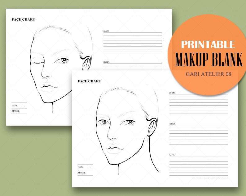 Makeup Face Chart, Printable Makeup Practice Sheets, Makeover Form ...