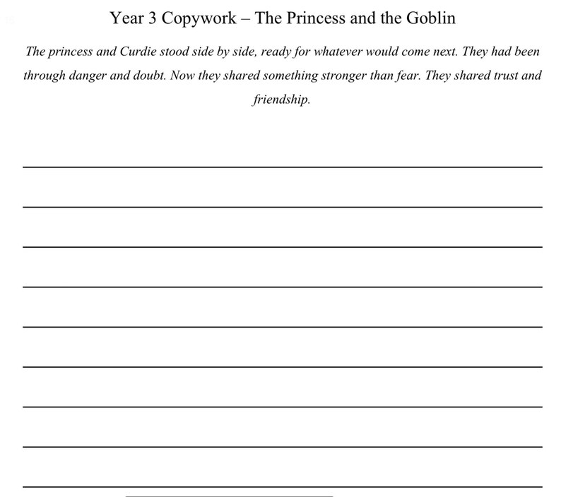 Year Three Copywork the Princess and the Goblin - Etsy