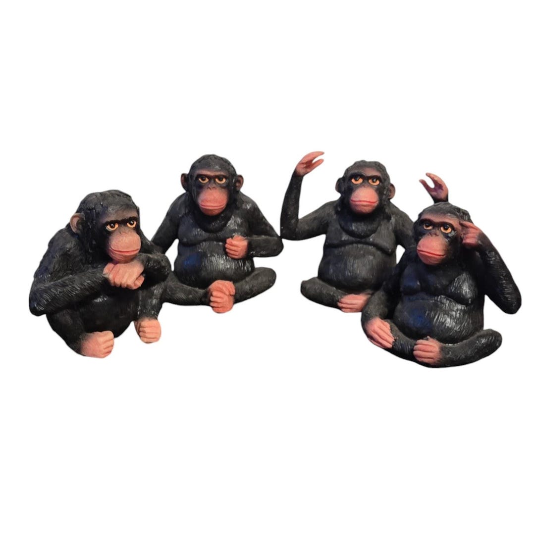 Set of 4 Resin Sitting Monkeys/chimps Figurines 4.5" - Etsy
