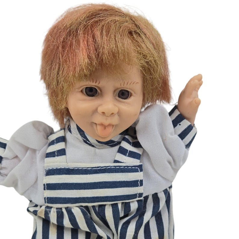 Vintage 1990s Baby Doll Tongue Out Red Hair Collectible Expression Doll ...