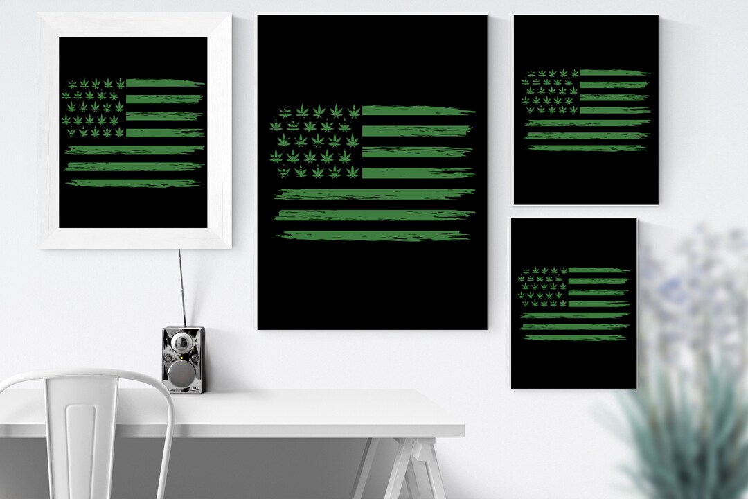 Digital Poster Weed Flag Print Cannabis, 420 Home Dispensary, Office ...