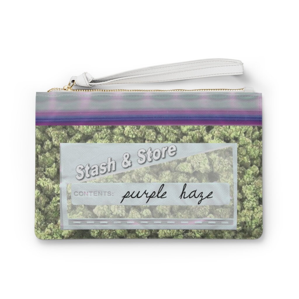 Stash Bag Clutch Bag Purse 2 Sided Print Baggie of Weed Design Print ...