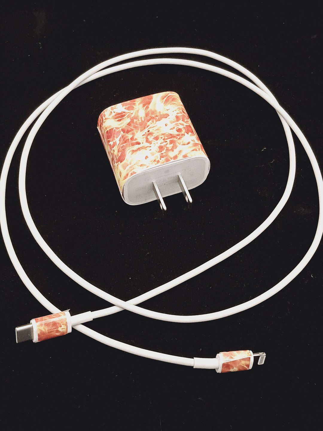 Fire Flames Design Apple iPad Charger Stickers Wrap Sleeve Self ...