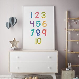 Watercolor Numbers Printable Poster, Numbers, Nursery Decor, Classroom ...