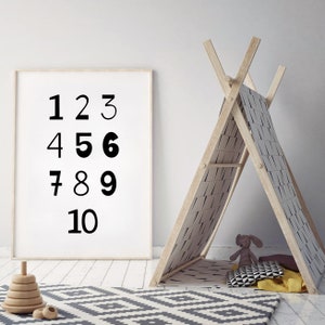 Numbers Printable Wall Art , Black and White Numbers, Kids Room Decor ...